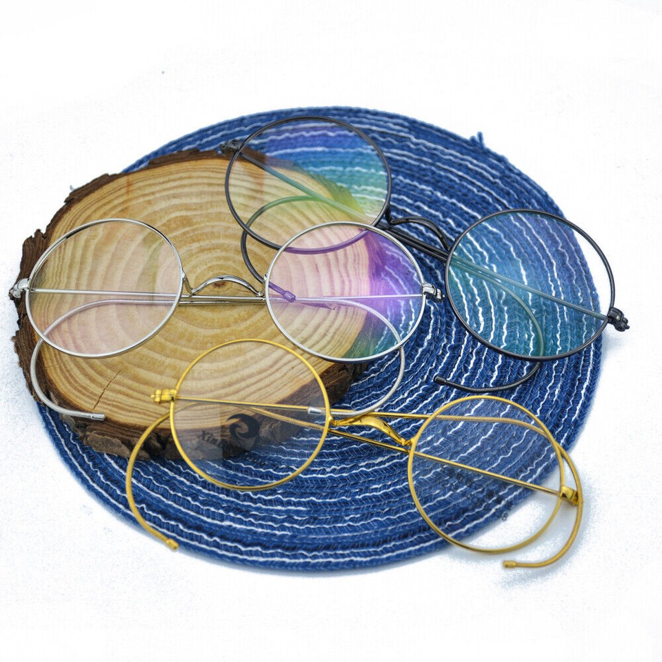 Vintage Antique Round Wire Rimmed Reading Glasses Metal Readers Glasses ...