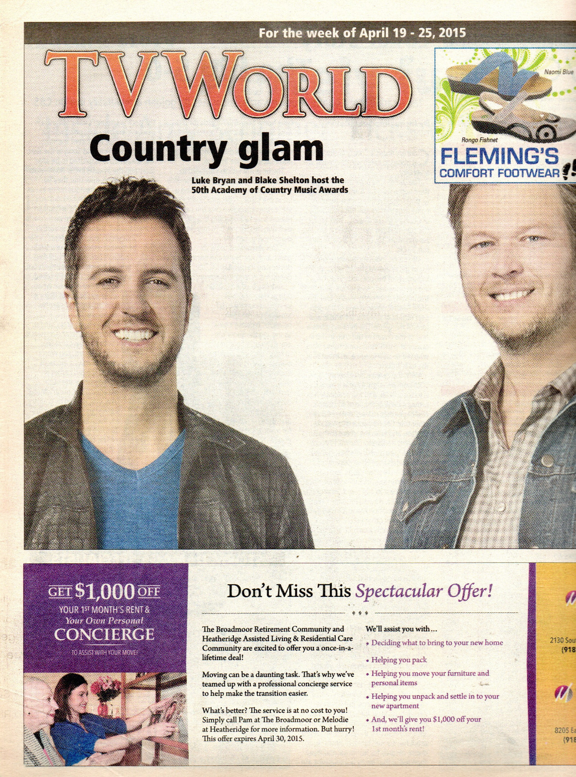 TV WORLD Magazine April 19-25 2015 Luke Bryan Blake Shelton Inside Amy ...