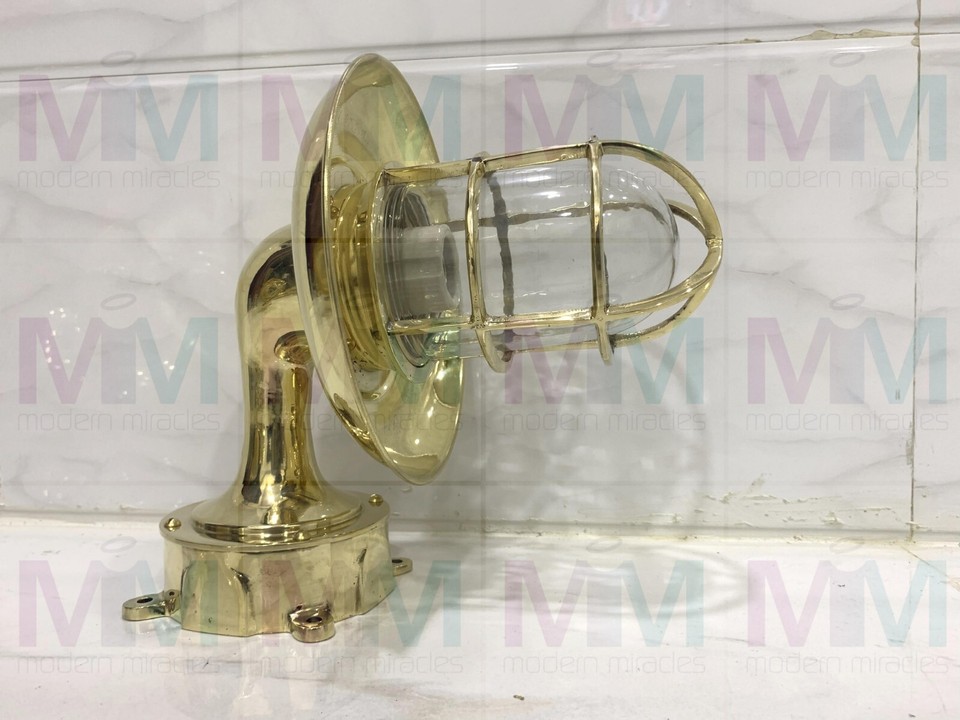 Bulkhead Style Swan Ship Wall Light Brass with Junction Box Nautical ...