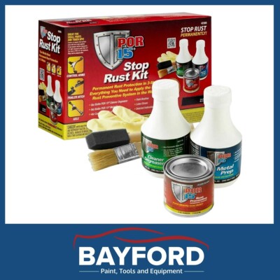 POR15 STOP RUST KIT GLOSS BLACK PERMANENT RUST PROTECTION PERVENTION ...