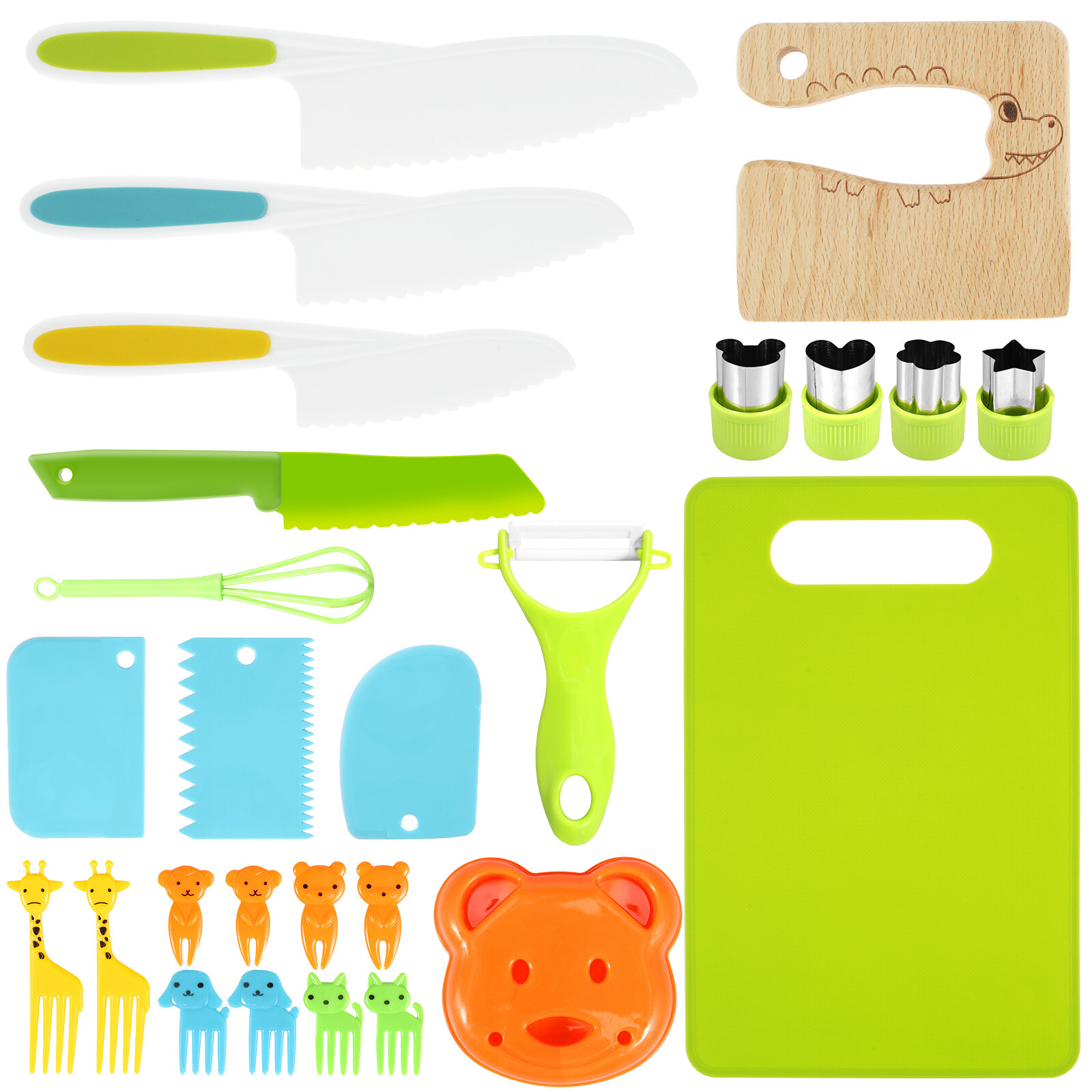 26Pcs Kids Kitchen Cutter BPA-Free Cooking Cutter with Wooden Cutter ...