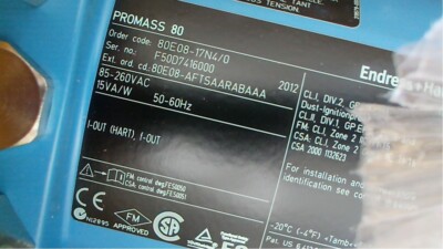 Endress & Hauser 80E08-AFTSAARABAAA Promass 80 Flowmeter 80E08 DN8 3/8 ...