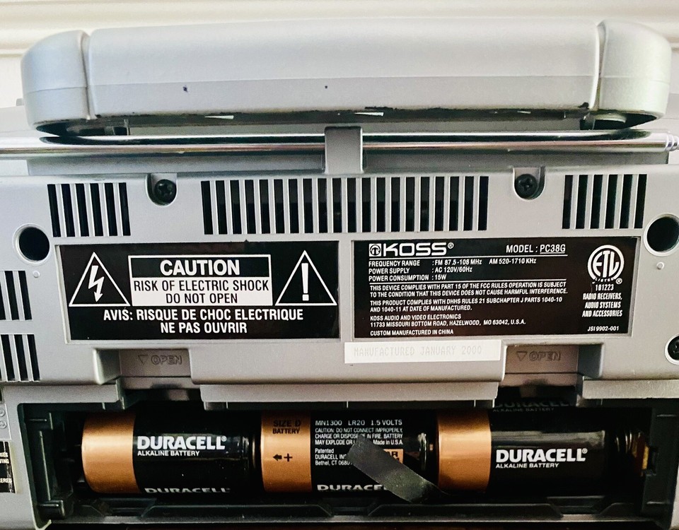 Koss PC38G Portable CD System With AM/FM Radio Boombox Cassette Tape ...