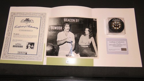 Derek Sanderson Signed "Turk" Bruins Puck + 1972 Boston Bar Photo ...
