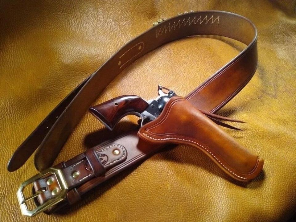Western Dual Gun Holster Belt Leather Cowboy Fast Draw Rig | eBay