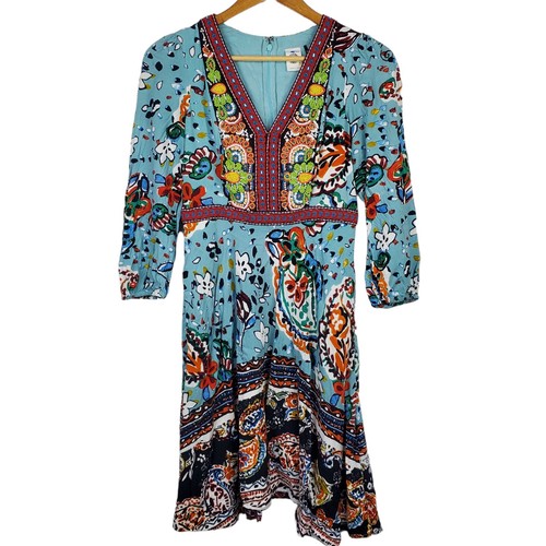 Akemi + Kin Anthropologie Karmina Blue Beaded Embroidered Floral ...