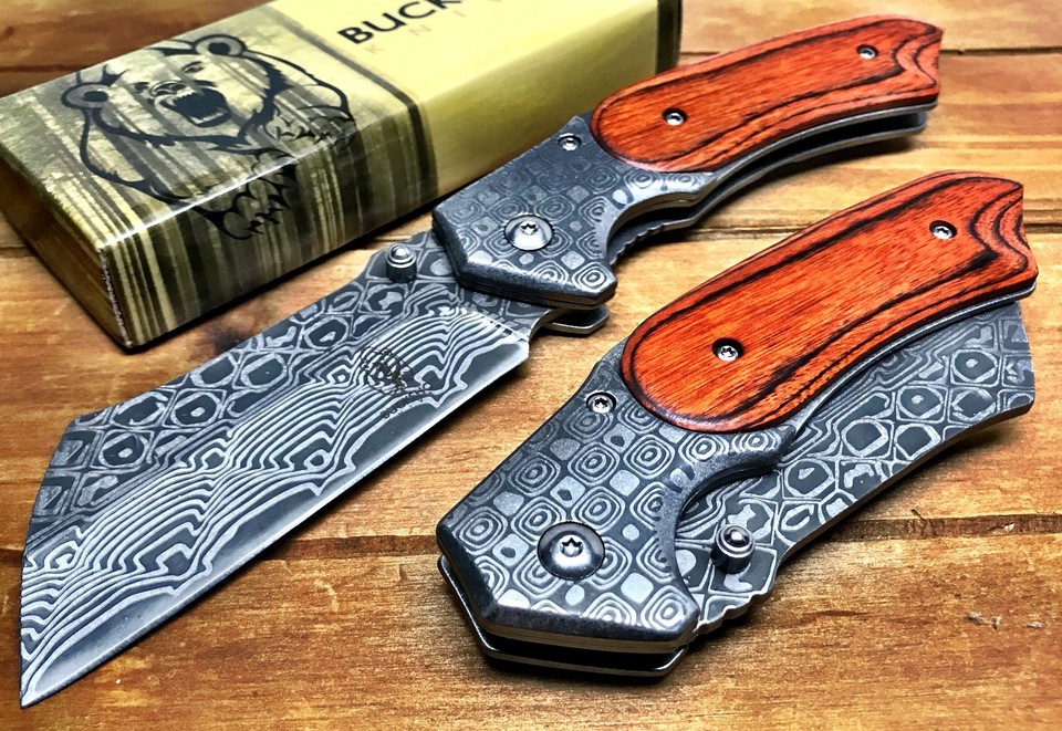 8" TACTICAL Spring Assisted Open Pocket Knife CLEAVER RAZOR FOLDING ...