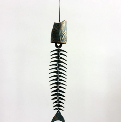 Fishbone Wind Chime Beach House Outdoor Decor Cast Iron Wind Chime