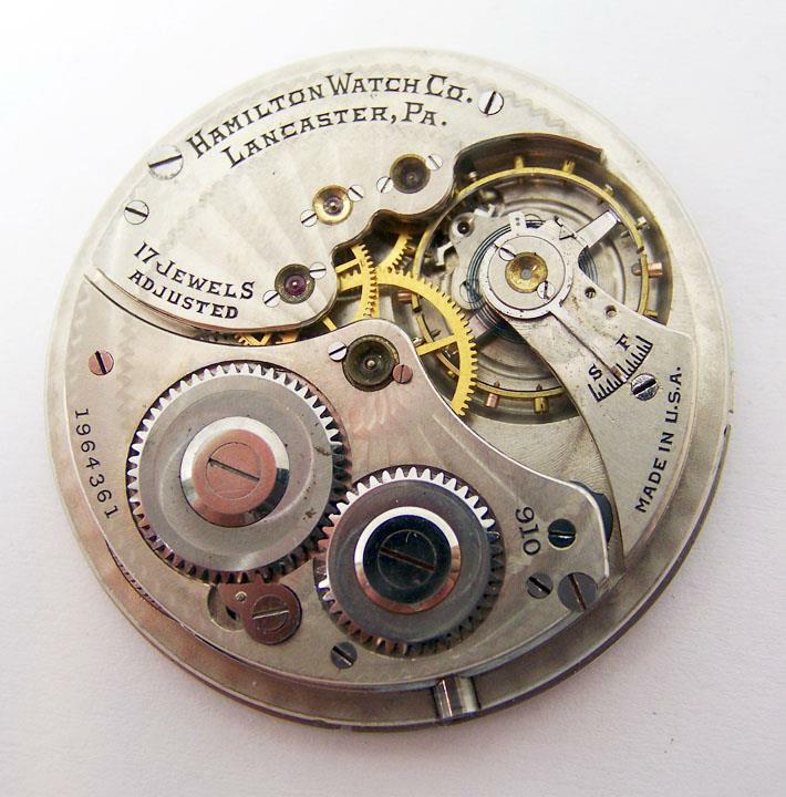 HAMILTON 17J Pocket Watch Movement CAl.910 for Parts or Restoration | eBay