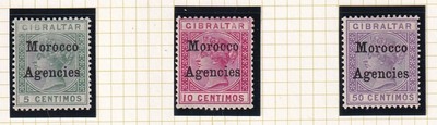 MOROCCO AGENCIES SPANISH 1899 GIBRALTAR OVER PRINTS SG9,10,13 MINT | eBay