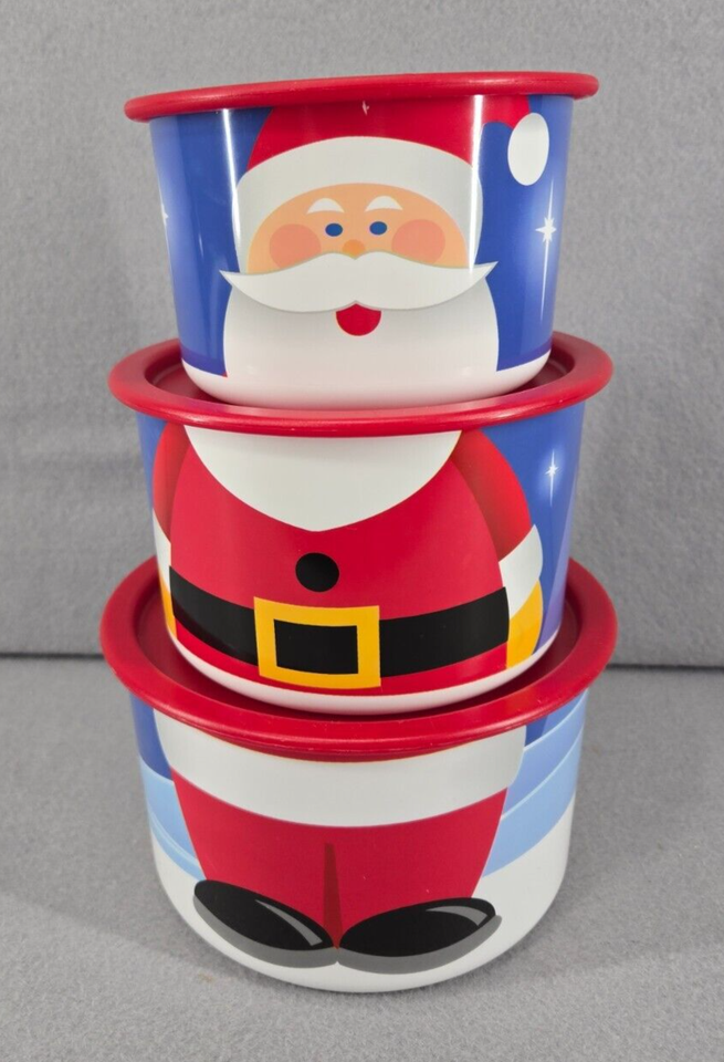 Vintage 6 piece Tupperware Santa/Snowman Nesting Set, NWOT, Storage, Gift Set | eBay