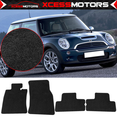 Fits 02-06 Mini Cooper Floor Mats Front & Rear Row 4PCS Black Nylon ...