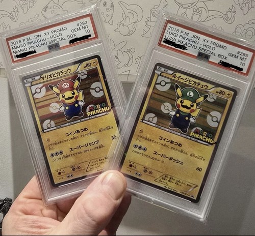 Mario Pikachu & Luigi Pikachu PSA10 Set 2016 XY Promo Consecutive ...