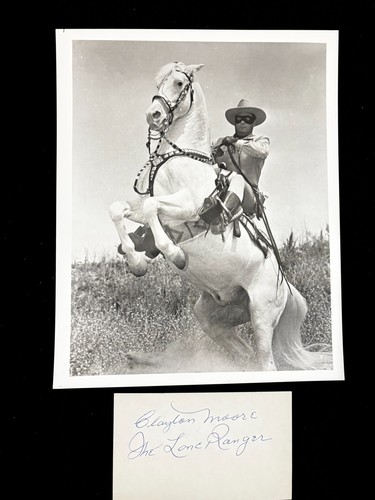 Stunning 3x5 Signed by Clayton Moore as "The Lone Ranger" + Unsigned ...