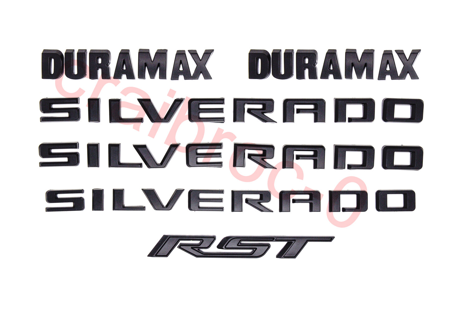 Matte Black 2019-2025 Chevrolet Silverado RST Duramax Emblem Badge Kits ...