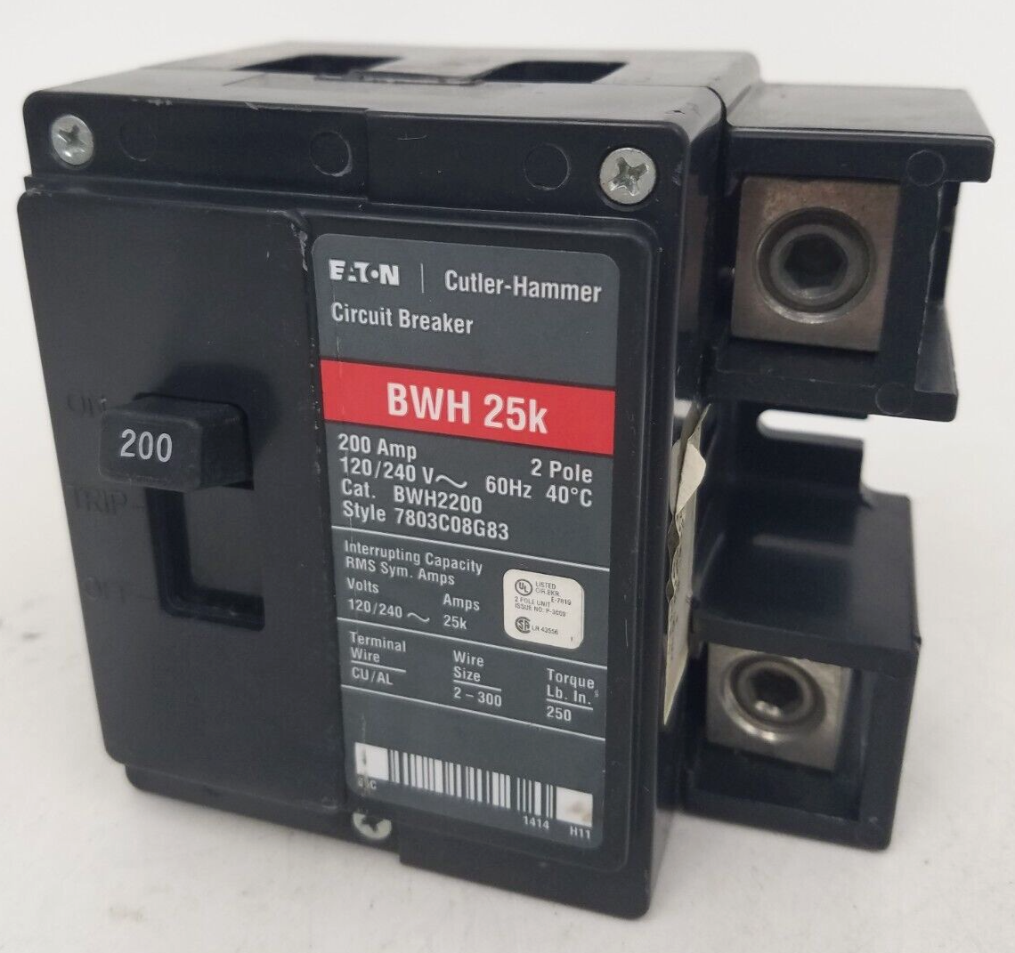 BWH2200 Eaton 200 Amp Circuit Breaker *NEXT DAY OPTION* NEW TAKEOUT | eBay