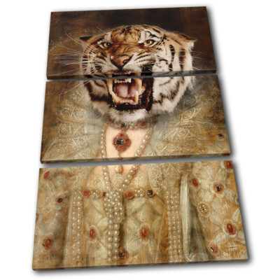 Victorian Tiger Portrait Animals TREBLE TELA parete arte foto stampa | eBay