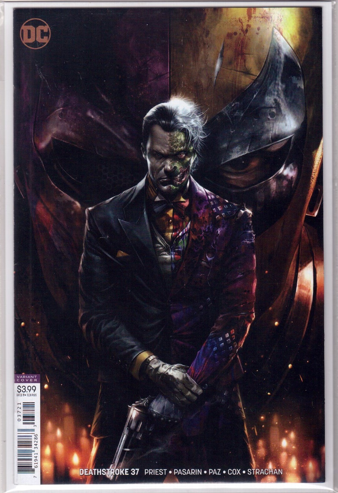 DEATHSTROKE #37 Francesco Mattina Two-Face VARIANT Cover B DC Comics ...