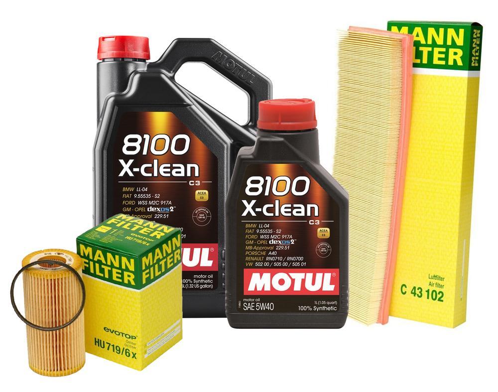 Motul + OEM Engine Oil Change Kit (5W-40) (6 Liter) (X-CLEAN 8100) | eBay