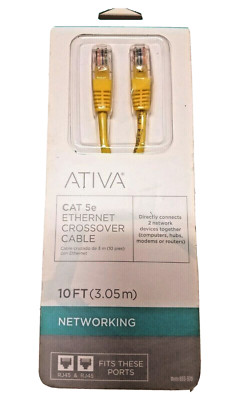 Ativa Ethernet Crossover Cable (RJ-45) Male to Male 10 feet Networking ...