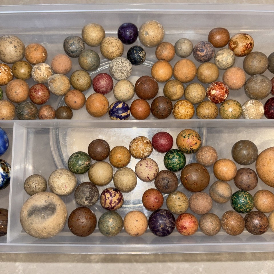 Lot of 120 German Handmade Clay Bennington Marble Other Clay Marbles | eBay