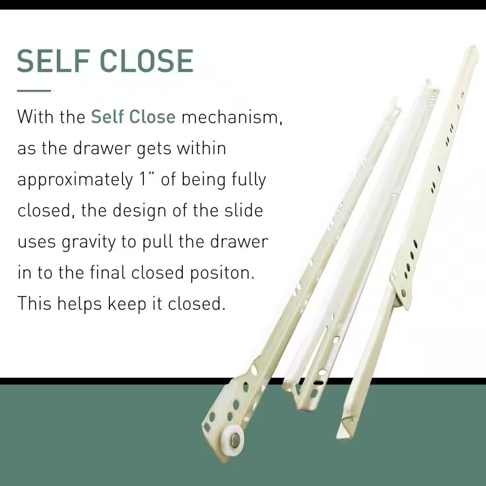 22 In. Bottom Mount Self-Closing Drawer Slides (1 Pair, 2-Piece Set ...