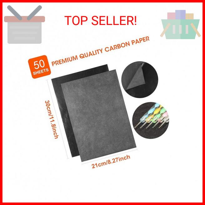 50 Sheets Carbon Paper Black Graphite Paper Transfer Tracing Paper and ...