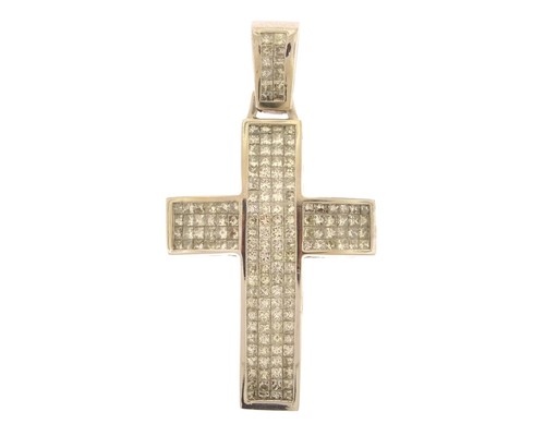 14K White Gold 7.80 Carat Invisible Set Diamond Cross Pendant | eBay