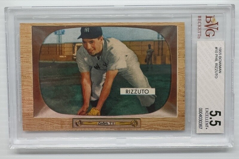 1955 Bowman Phil Rizzuto Rookie Card RC #10 BVG 5.5 EX HOF New York ...
