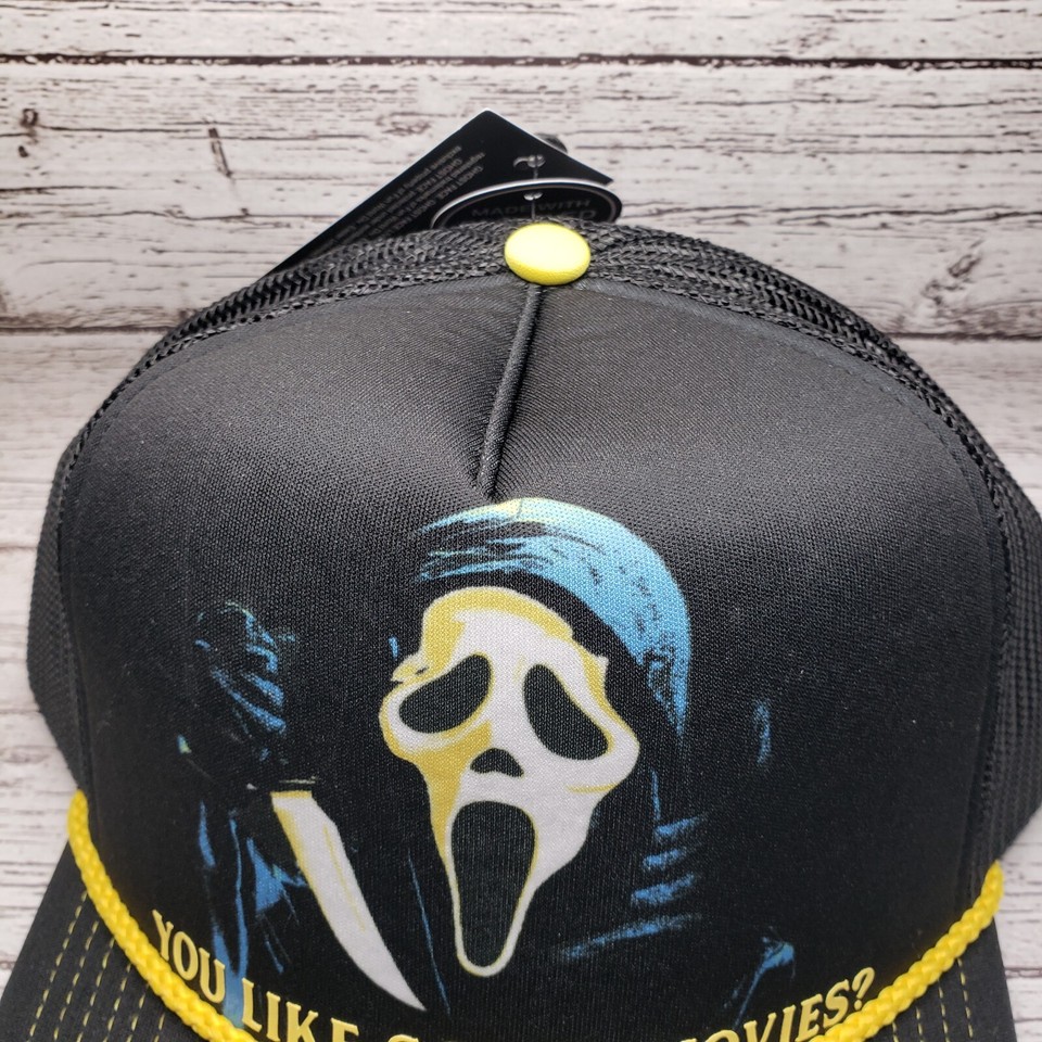 Scream Ghost Face Trucker Hat Black Snapback Yellow Rope OSFM Horror Halloween | eBay