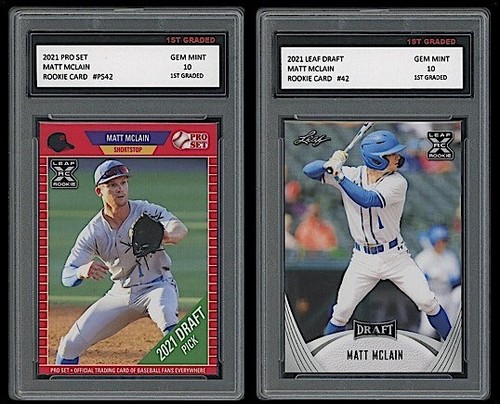 MATT MCLAIN 2021 LEAF DRAFT/PRO SET BASEBALL 1ST GRADED 10 ROOKIE CARD ...
