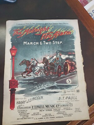 The Midnight Fire Alarm Sheet Music 1907 Early Firefighter | eBay