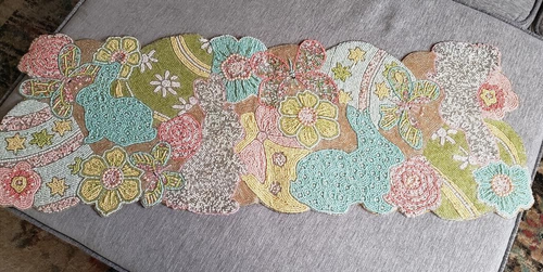 Easter Bunny Egg BEADED TABLE RUNNER Rachel Zoe Spring Flowers ...