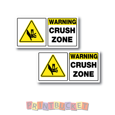 Warning Hand Crush Zone sticker 100mm x 2 quality water/fade proof ...