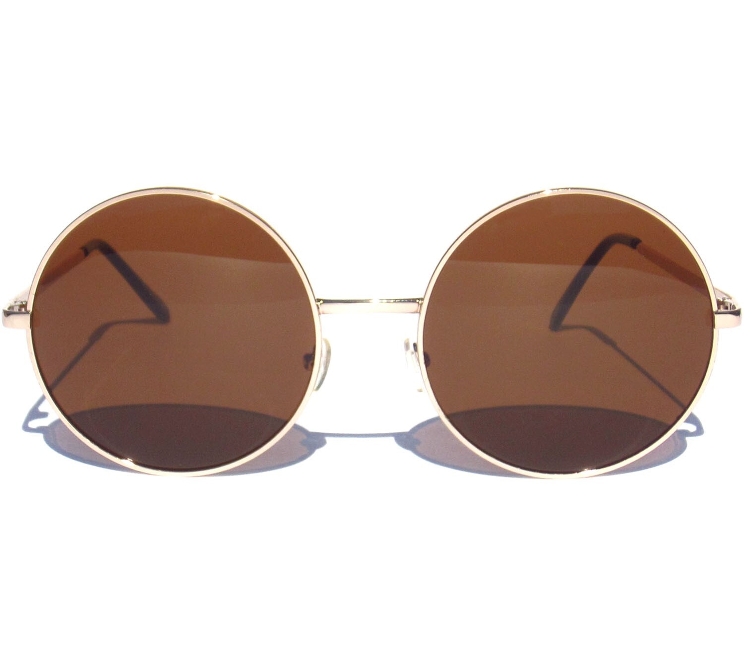 OVERSIZE Large BIG ROUND SUNGLASSES Retro Gold Color Metal Frame Circle ...