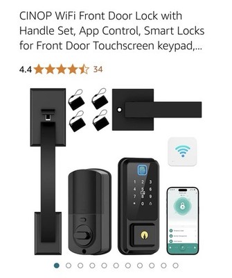 WiFi Smart Locks for Front Door with Handle Set, App Control, Keyless ...