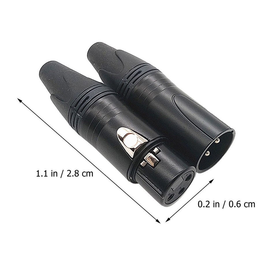 2 PCS Microphone Cable Adapter Male Female Coupler Socket Connector 3 ...