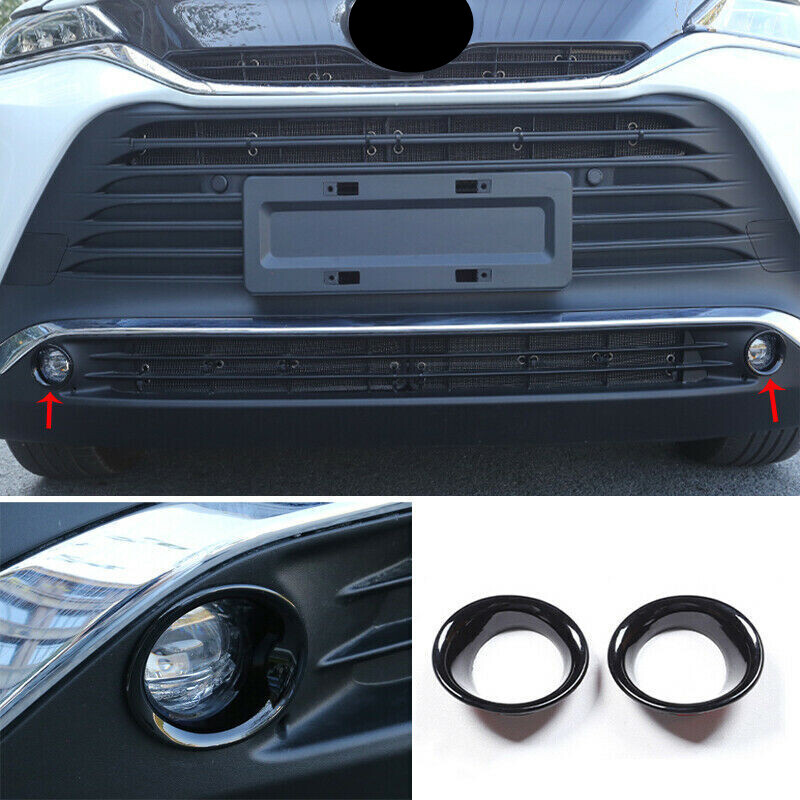 2x For Toyota Venza 2021-2023 Glossy Black Front Fog Light Lamp Frame ...