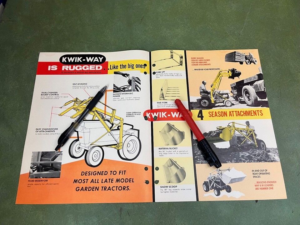 Orignal Kwik Way Garden Tractor Loader Brochure Cub Cadet John Deere | eBay