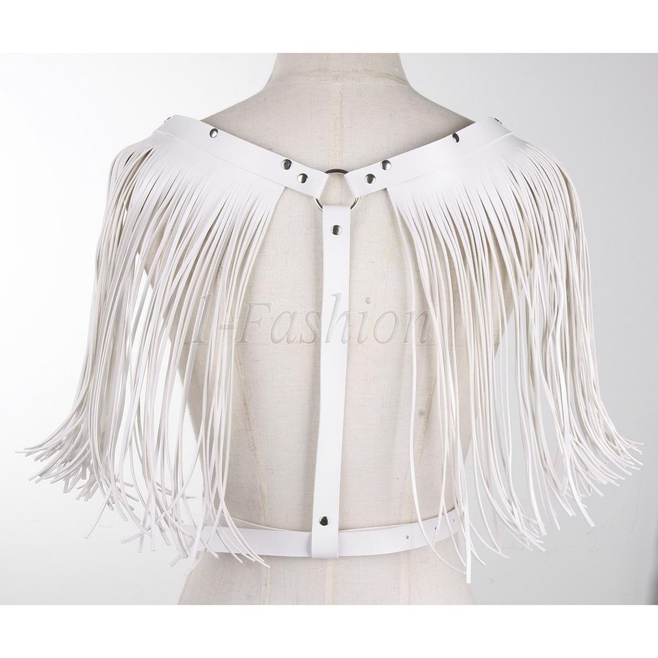 Black Women Goth Lingerie PVC Harness Cupless Cage Bra Strappy Body ...