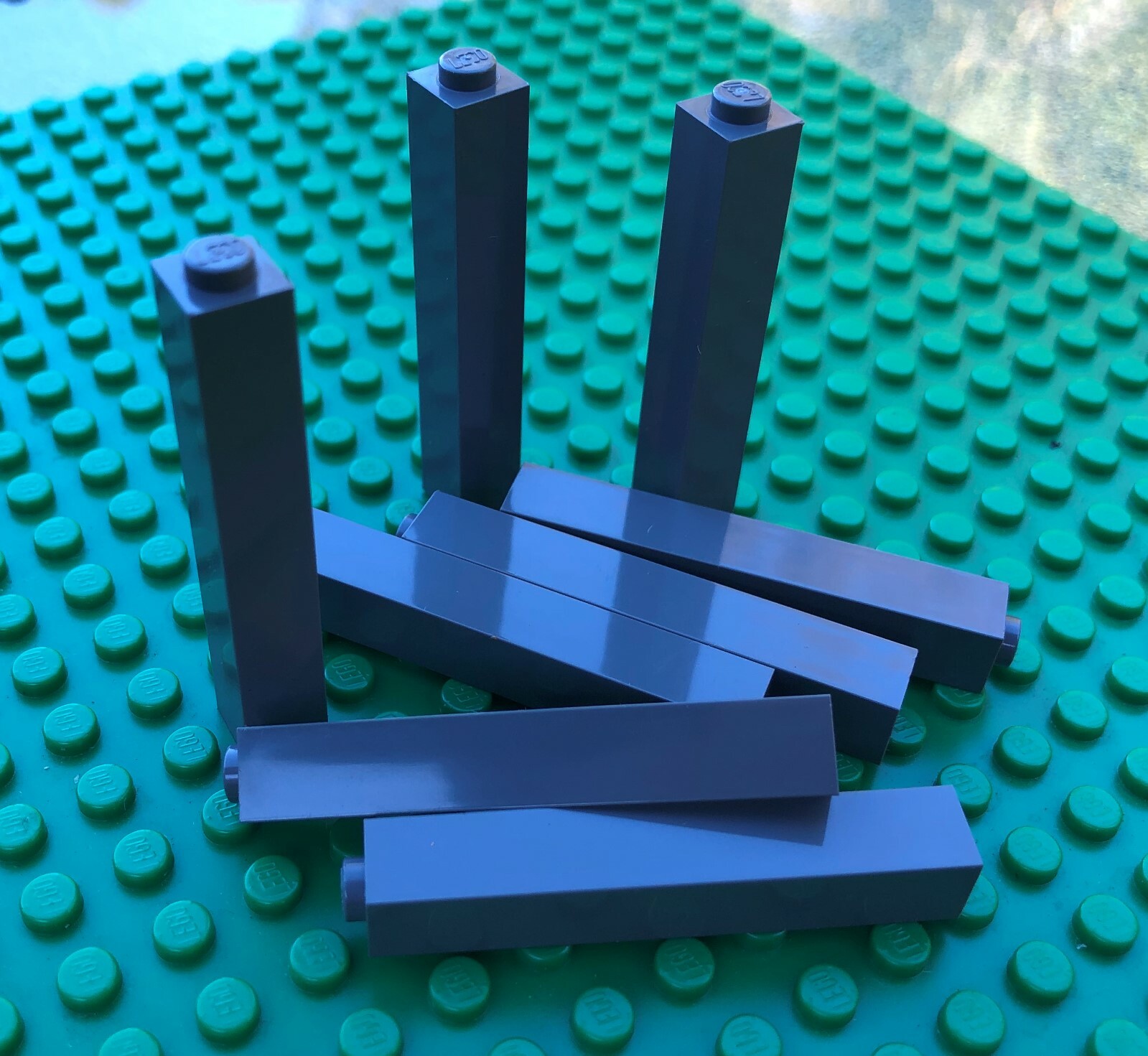 Lego City QTYx8 THIN DARK GREY COLUMNS 1x1x5 Town Creator Pillars 2453 ...