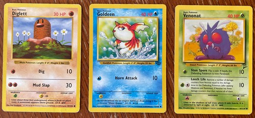 Pokémon Diglett 47/102 Jungle Goldeen 53/64 Venonat 97/130 Cards (Used ...
