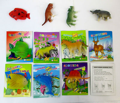 LOT OF 30 , 60 PC--COLORED GROWING ANIMAL IN WATER 10 ANIMAL MIXED ...