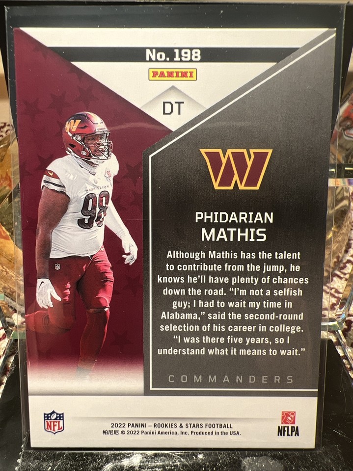 2022 Rookies & Stars RC Phidarian Mathis #198 Washington Commanders | eBay