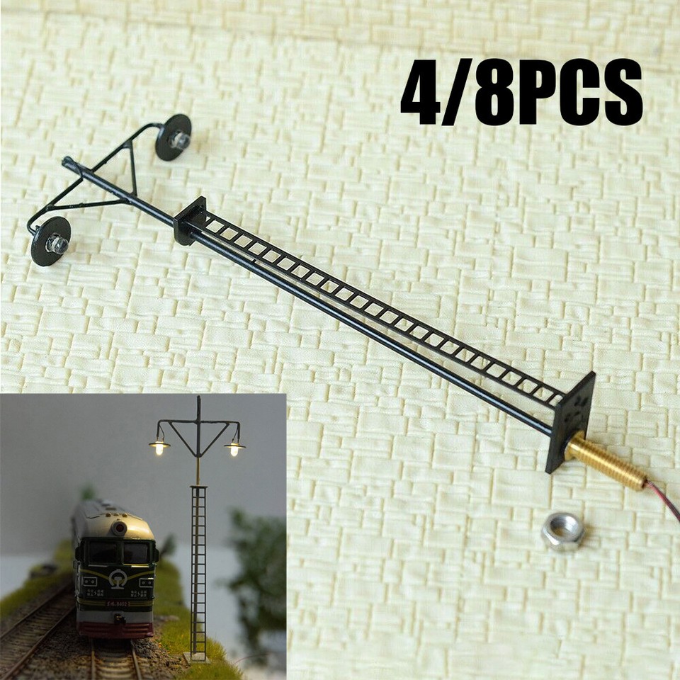4/8PCS HO-Scale LED Yard Light Model Train Railroad-Street station Lamp ...