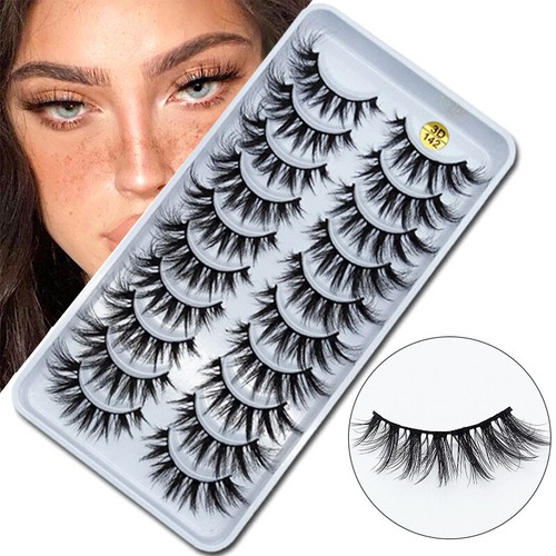 10 Pairs 3D Mink False Eyelashes Wispy Cross Fluffy Extension Eye Lash ...
