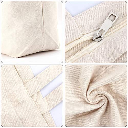 Blank Tote Canvas Bag with Zipper 3 PC 19.7x15.7 inch Bags with Handles ...