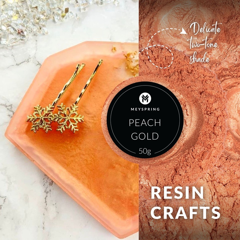 MEYSPRING Peach Gold Mica Powder - Epoxy Resin Color Pigment Resin Dye ...