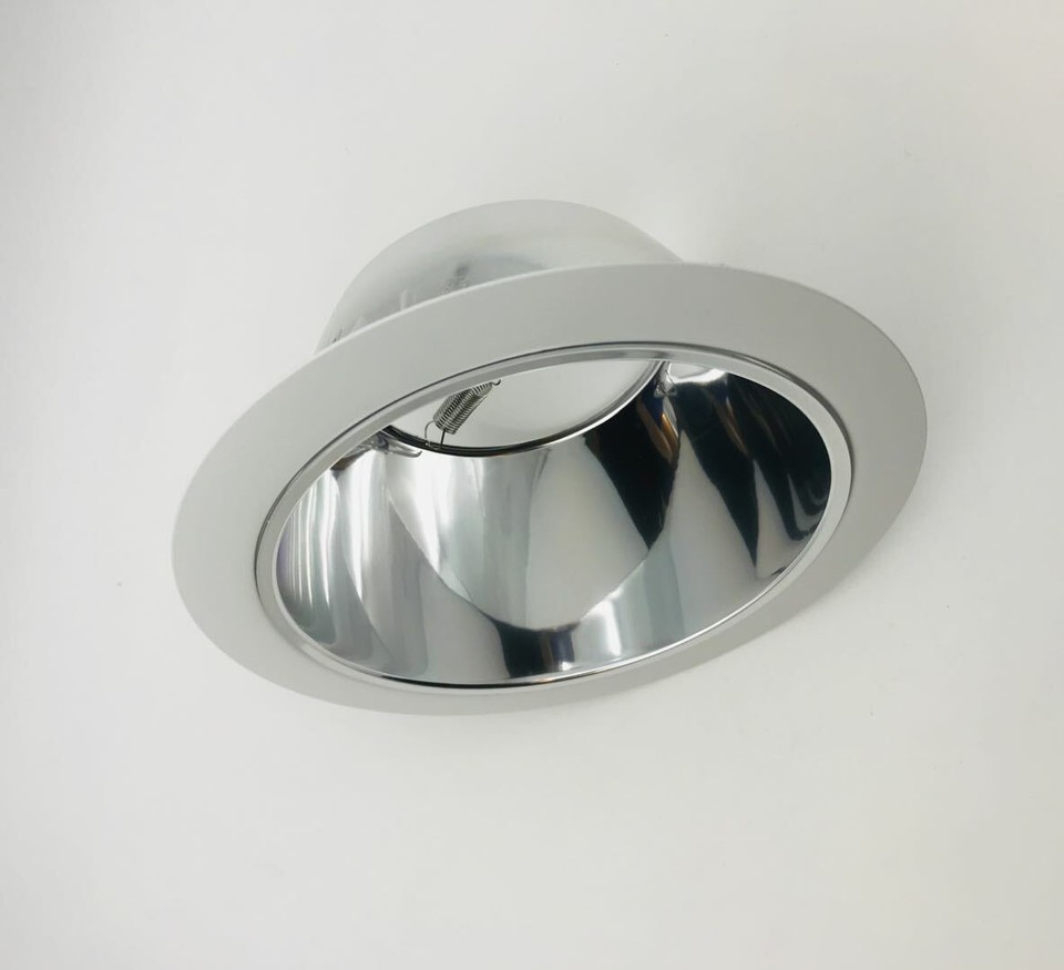 6" INCH RECESSED LIGHT TRIM SMOOTH CHROME REFLECTOR , METAL WHITE RING ...