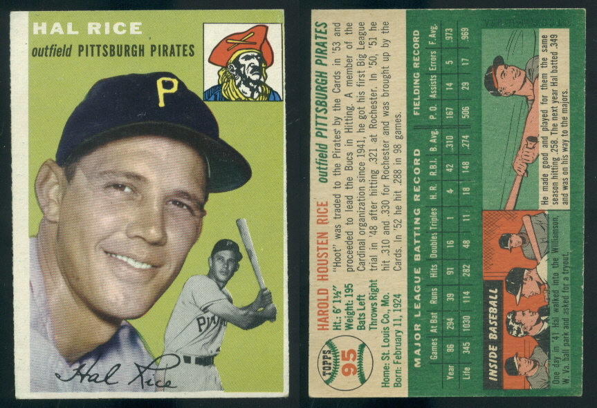 (51838) 1954 Topps 95 Hal Rice Pirates-EX | eBay